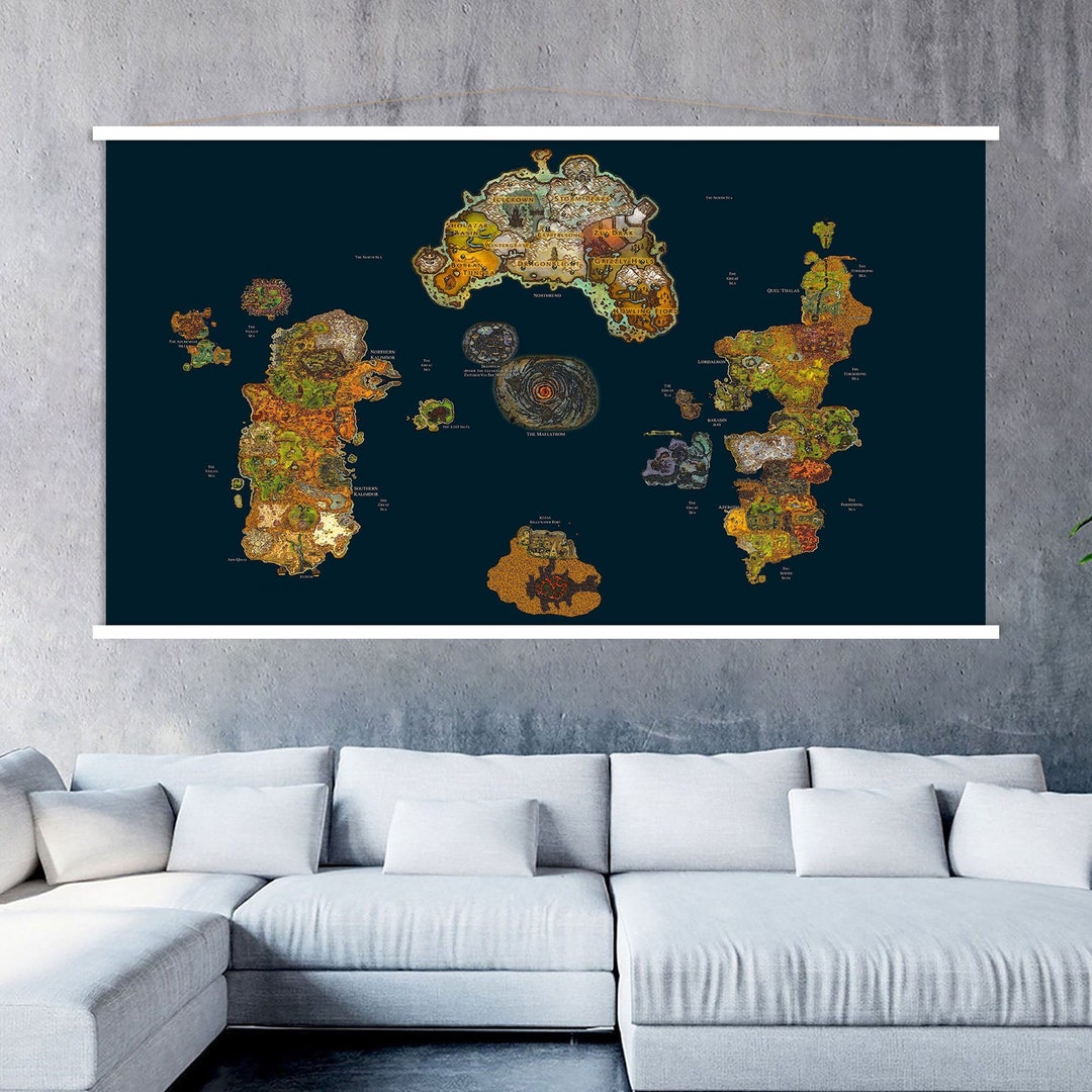 World of Warcraft Map Canvas Wall Art Hanger, Hanging World of Warcraft ...