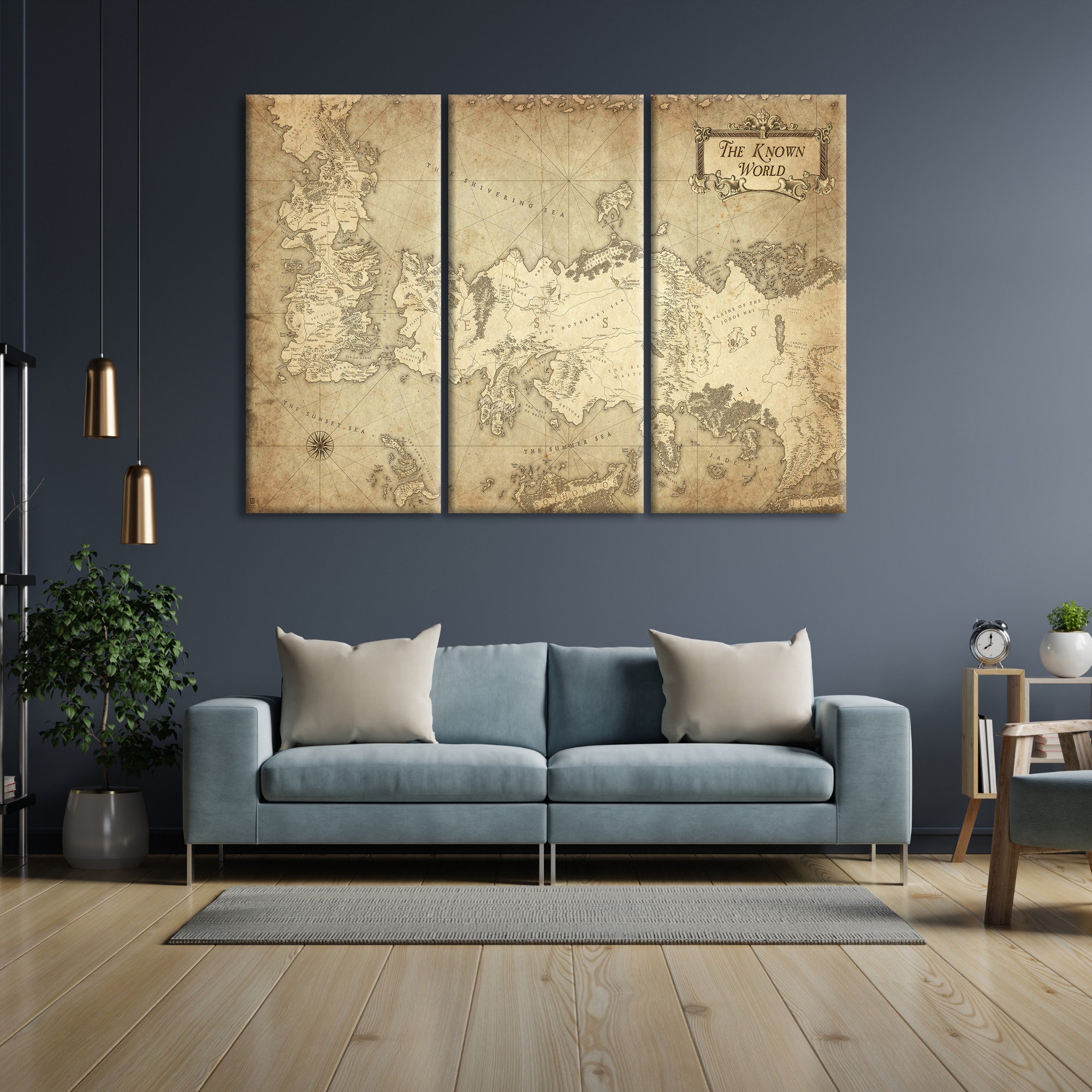 Game of Thrones Map Canvas Wall Art, Westeros Map Print, Wall Art ...