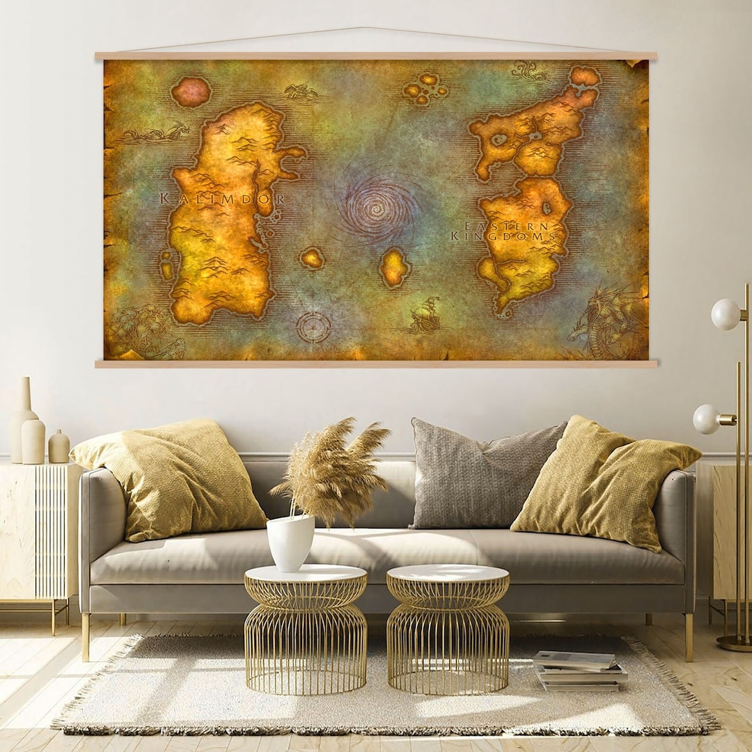 World of Warcraft Map Canvas Wall Art Hanger, Hanging World of Warcraft ...