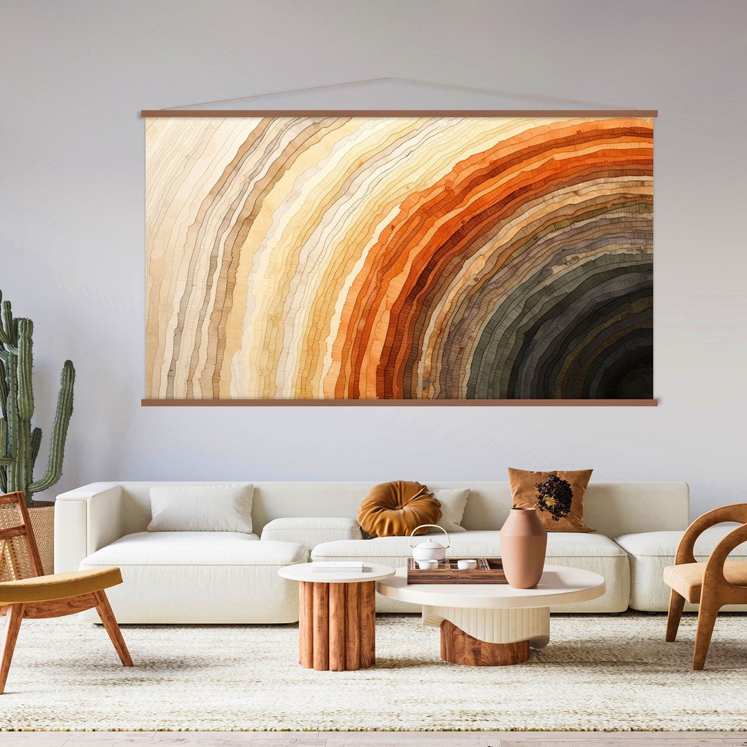 Large Tree Ring Wall Art Hanger, Tree Stump Print on Canvas, Hanging ...
