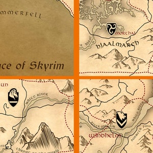 Skyrim Map Canvas Wall Art, Skyrim Art, Living Room Decor, Modern ...