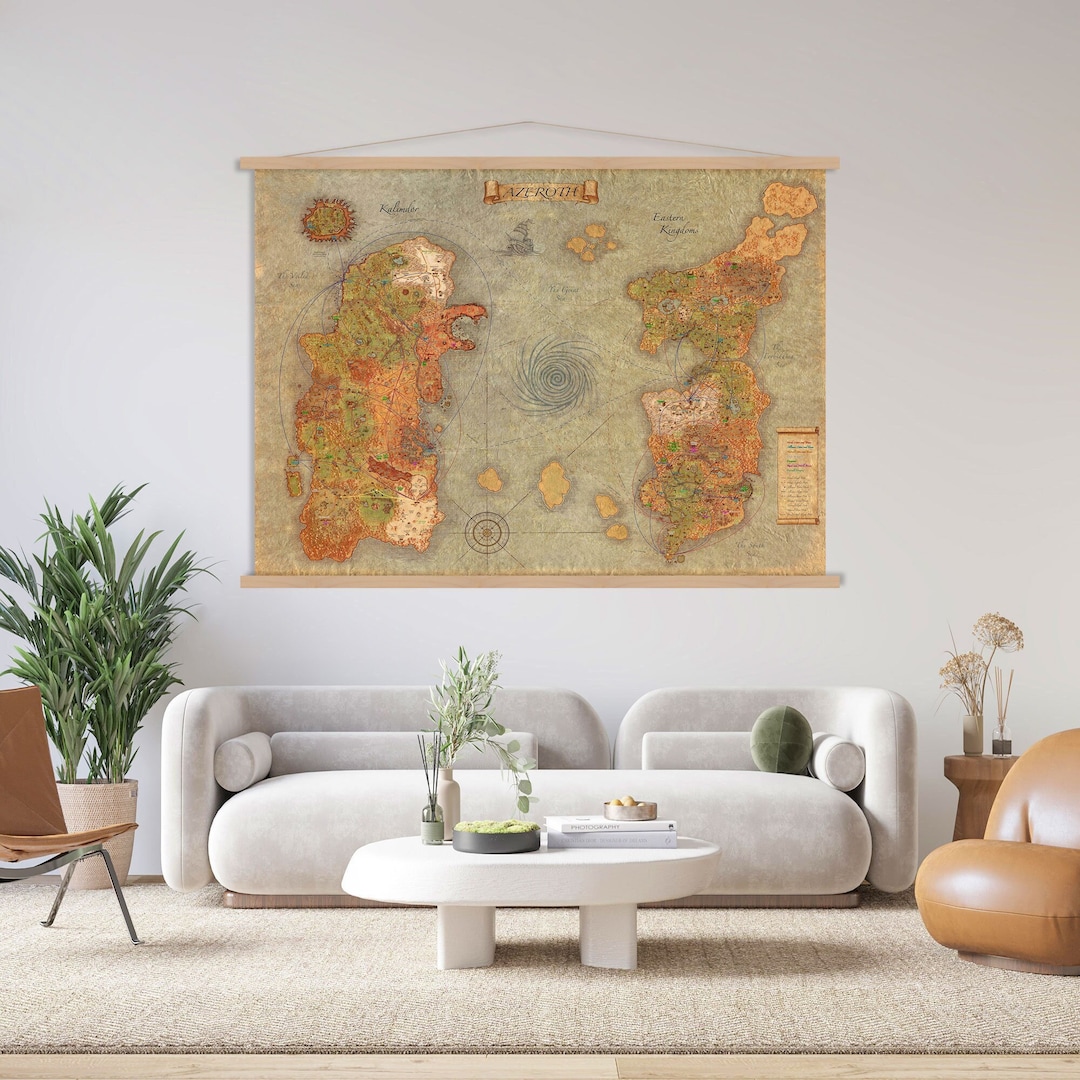 World of Warcraft Map Canvas Wall Art Hanger, Hanging World of Warcraft ...