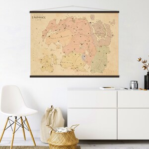 Map of Tamriel Canvas Wall Art Hanger, Hanging Fantasy Map Art, Living ...