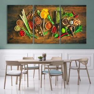 Kitchen Spice Wall Art Canvas, Herbs and Spices Print, Kitchen Wall ...