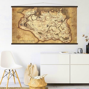 Skyrim Map Canvas Wall Art Hanger, Hanging Skyrim Art, Living Room ...