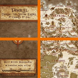 Map of Tamriel Canvas Wall Art, Fantasy Map Art, Living Room Decor ...