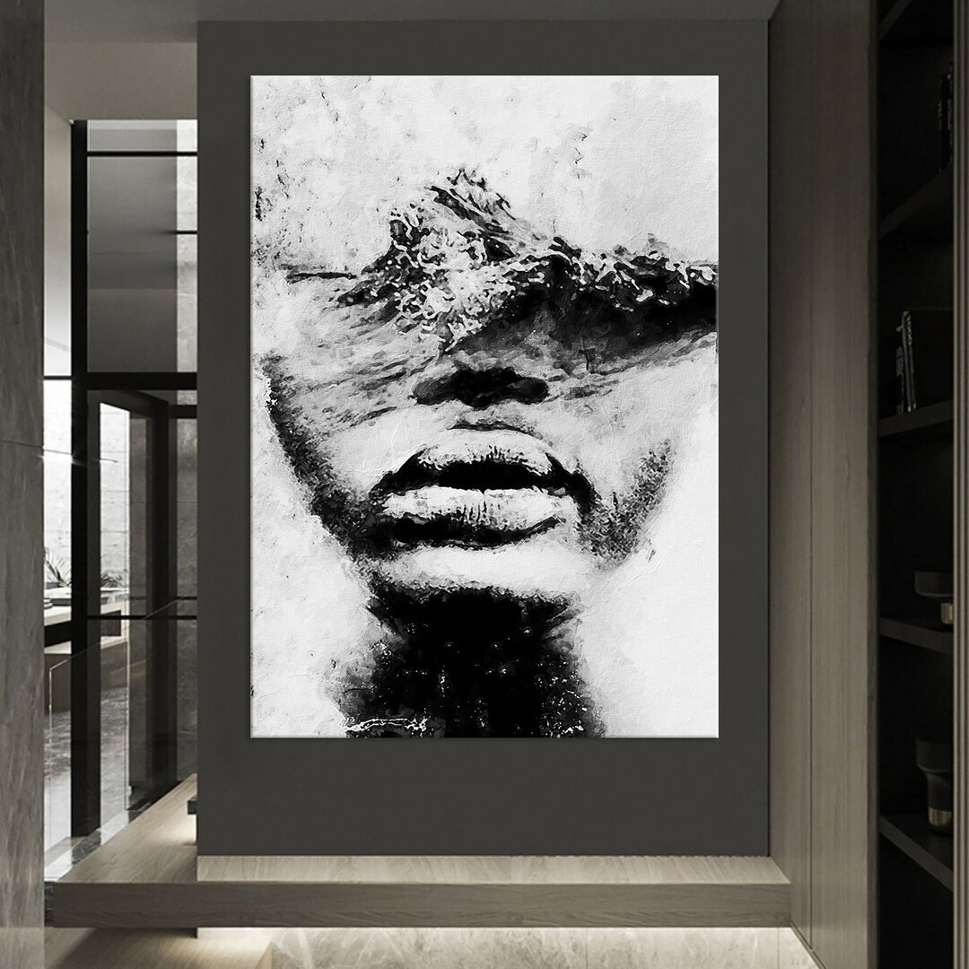 Abstract Face Art Canvas, Woman Wall Art Living Room Decor, Abstract ...