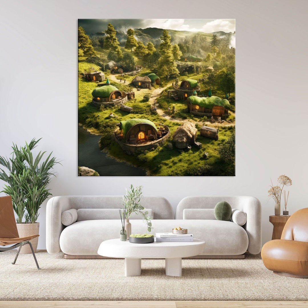 The Shire Canvas Print, Lord of the Rings Art, Hobbitcore Decor, Modern ...