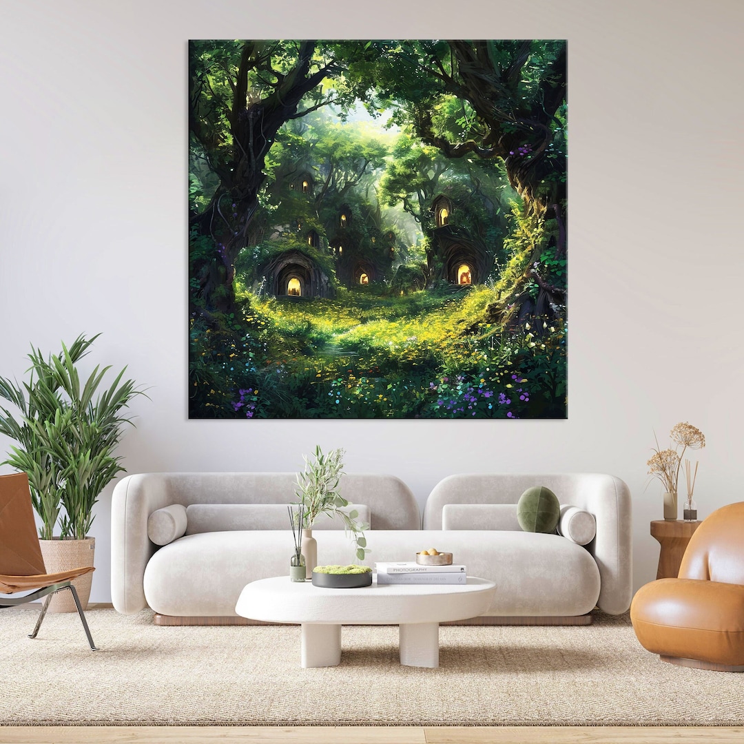 The Shire Canvas Print, Lord of the Rings Art, Hobbitcore Decor, Modern ...