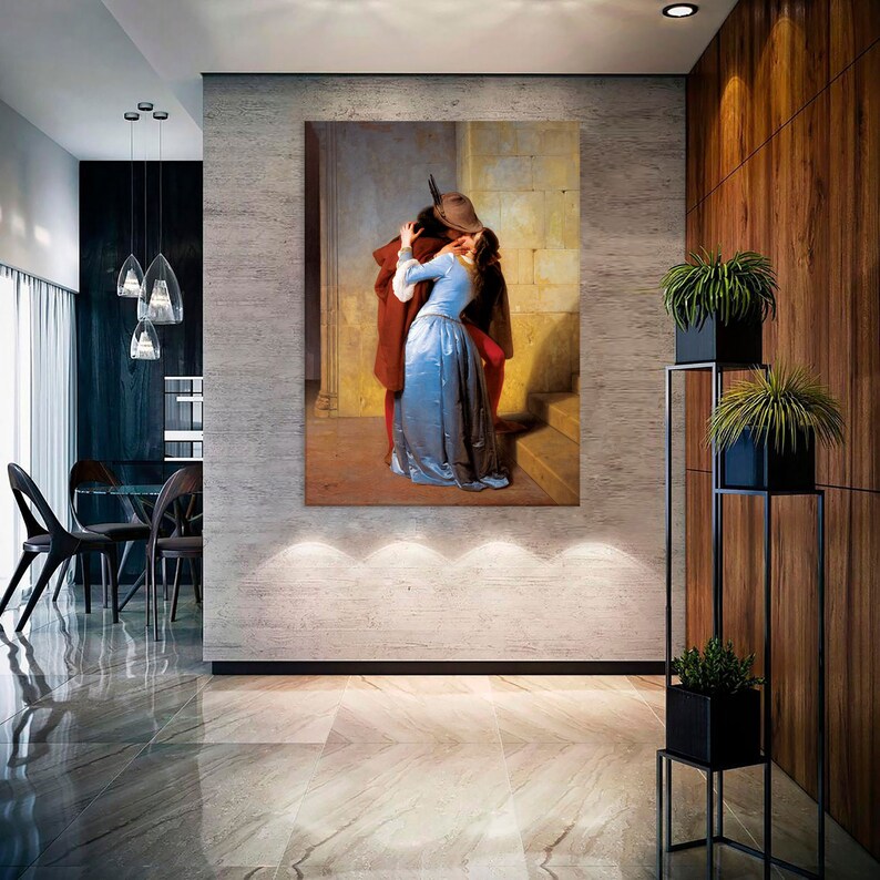 Francesco Hayez Kiss Print on Canvas, Reproductions Wall Art Living ...