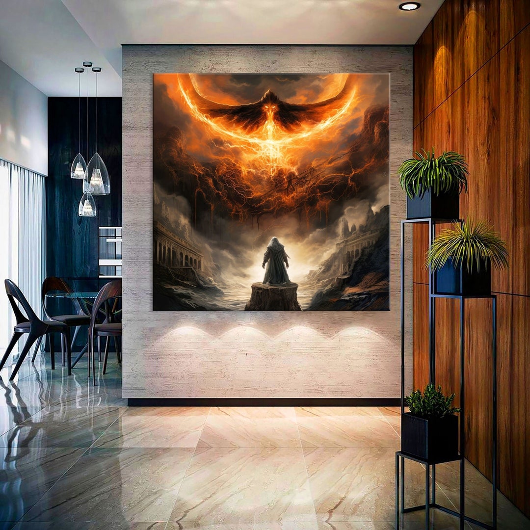 Gandalf Vs Balrog Canvas Wall Art, Lord of the Rings Art, Modern Wall ...
