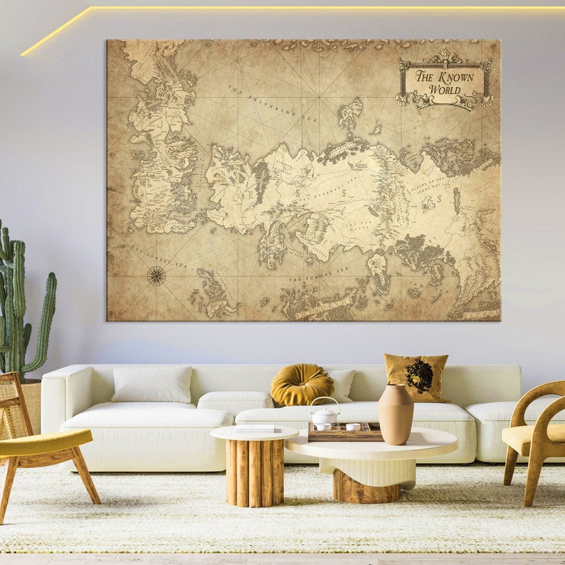 Game of Thrones Map Canvas Wall Art, Westeros Map Print, Wall Art ...