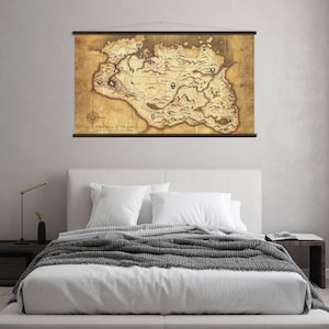 Skyrim Map Canvas Wall Art Hanger, Hanging Skyrim Art, Living Room ...