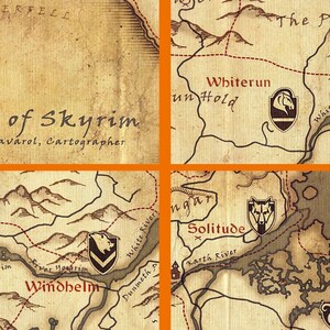 Skyrim Map Canvas Wall Art Hanger, Hanging Skyrim Art, Living Room ...