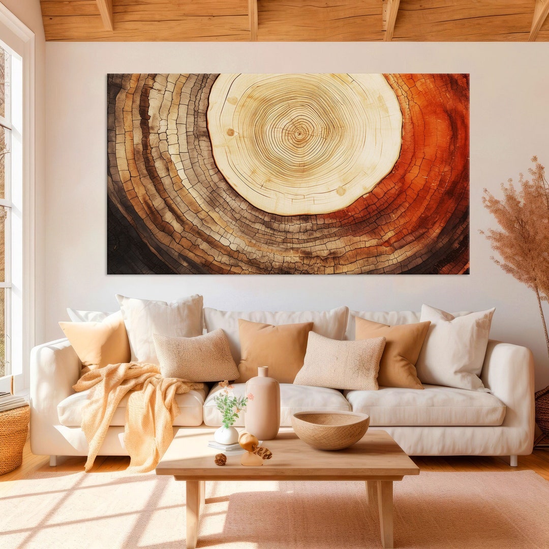 Tree Stump Print on Canvas Wall Art, Tree Ring Print, Wood Wall Art ...