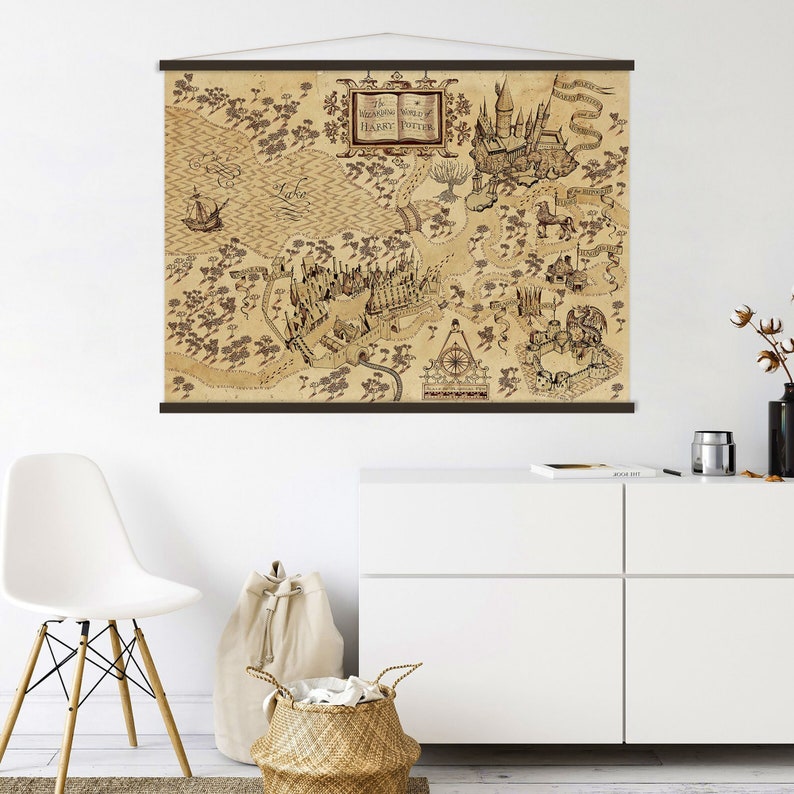 Harry Potter Map Canvas Wall Art Hanger, Hanging Harry Potter Art ...