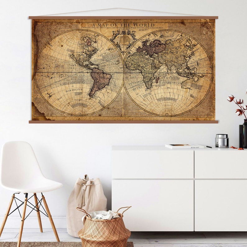 Old World Map Wall Art Hanger World Map Push Pin Canvas - Etsy