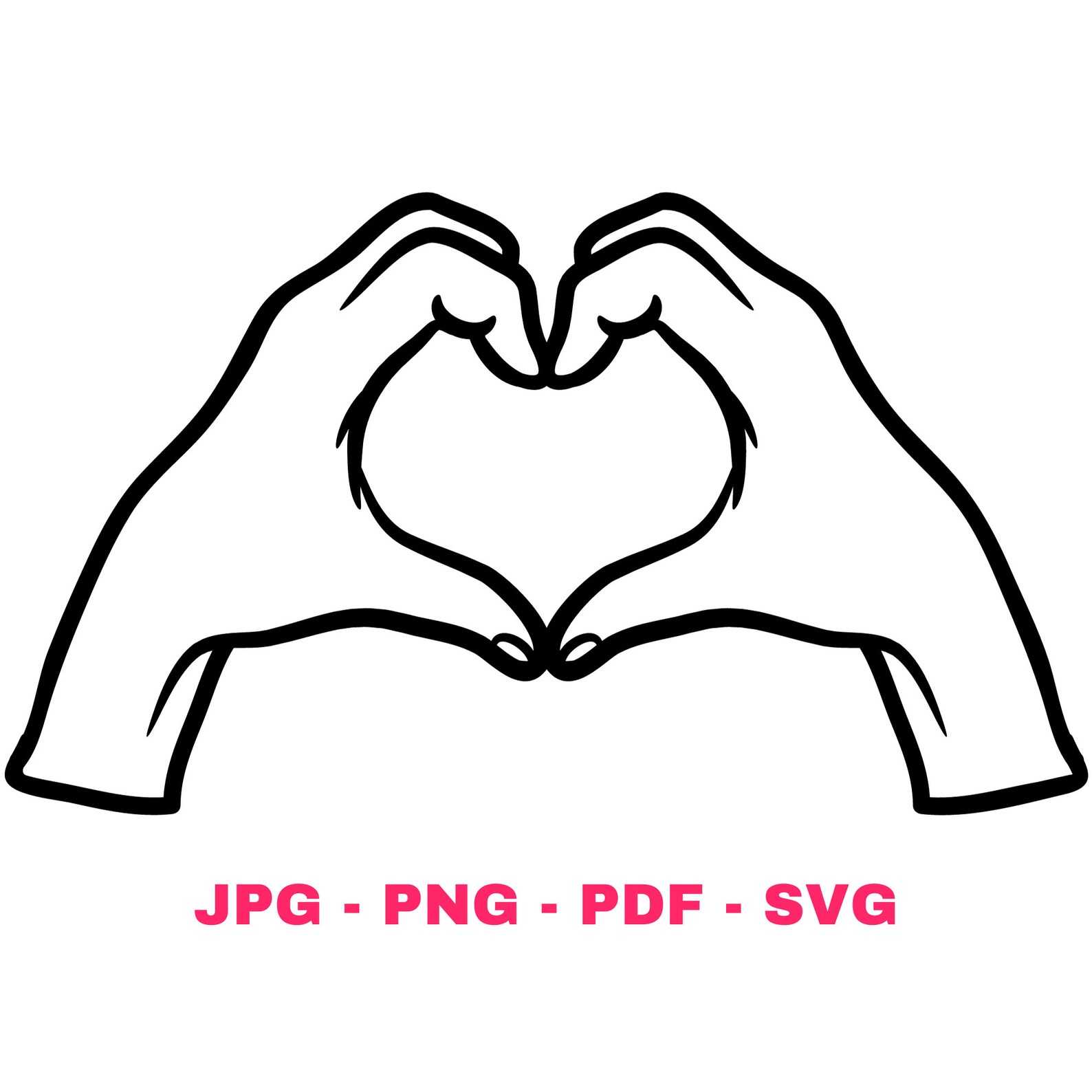 Hand Heart - Set of 10 Instant Downloads in Black & White - 2 SVG, 2 ...