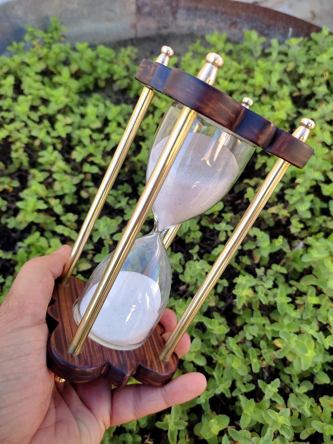 Engraved Brass & Wood Hourglass: Personalized Sand Timer, Groomsmen ...