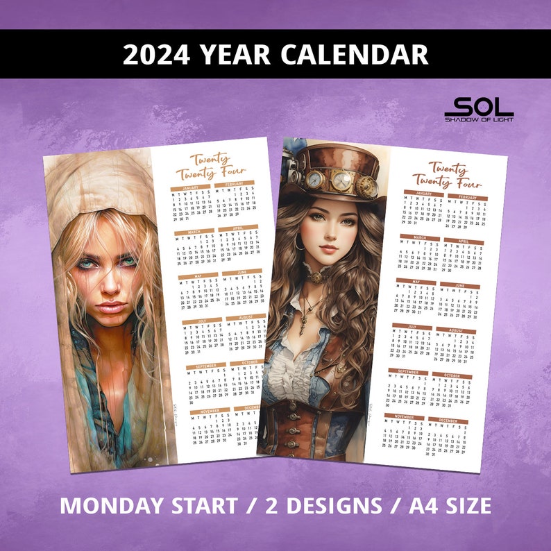 2024 Year Calendar, Yearly Calendar 2024, Year at a Glance, Year ...