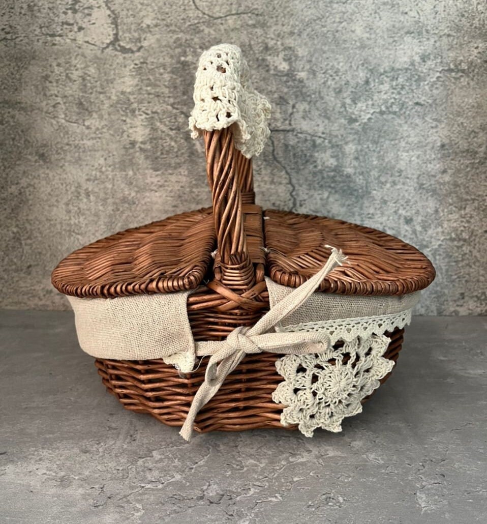 Rattan Hamper Picnic Basket Rattan Hamper Boho Basket Storage Wicker ...