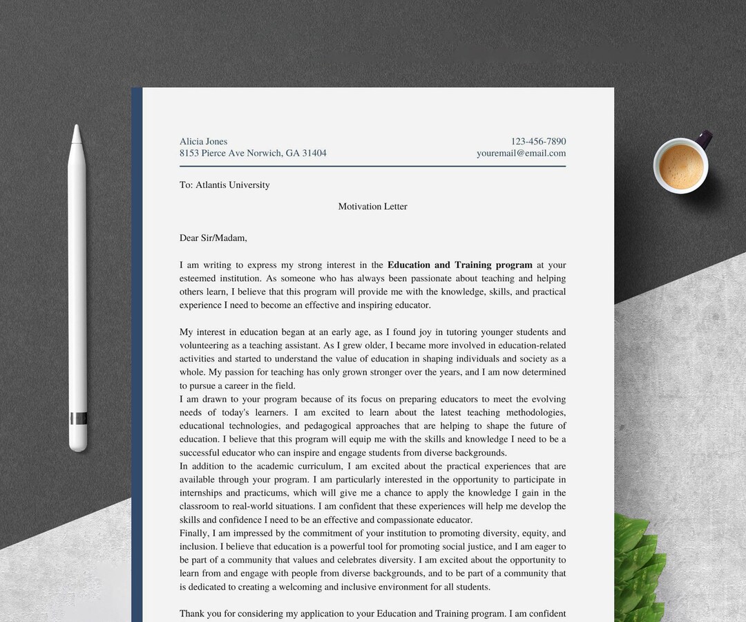 Motivation Letter Template Sample Letters & Writing Tips Motivation ...