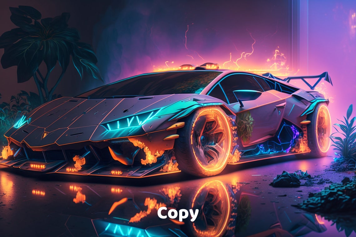 Lamborghini AI Printable, AI Generated Car Art Print, Lamborghini Wall ...