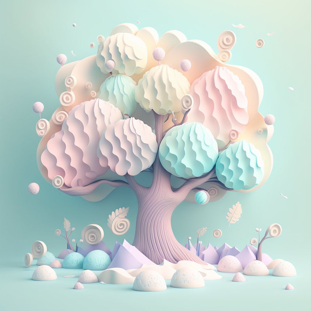 Colorful Tree Art Printable, Kids Tree Wall Art Printable, AI Generated ...