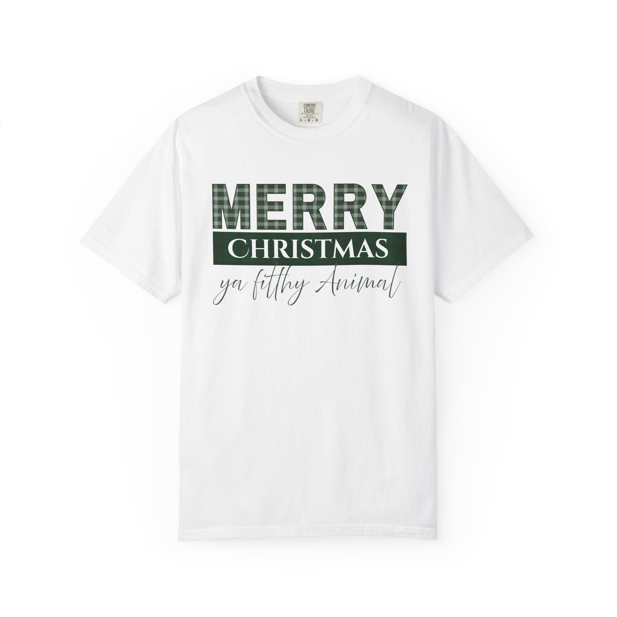 Merry Christmas Ya Filthy Animal T-shirt | Holiday Plaid Text Tee - Etsy