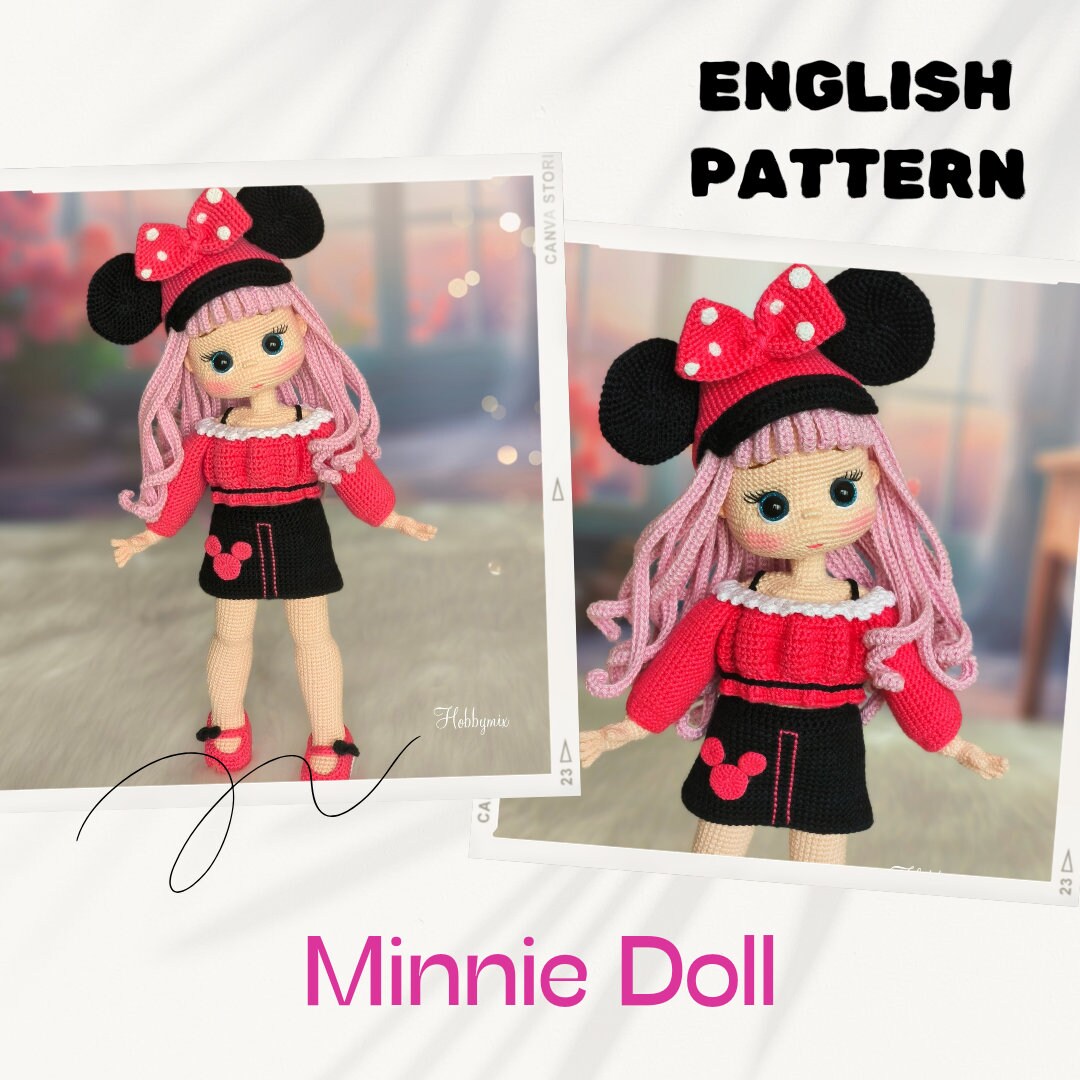 Amigurumi Minnie Doll, Minnie Mause Doll, Crochet Doll, PDF in English ...