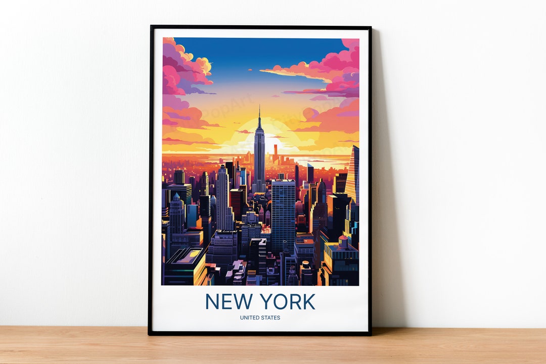 New York Travel Print Poster Manhattan Travel Posters New York Wall Art Wedding Gift Home Decor ...