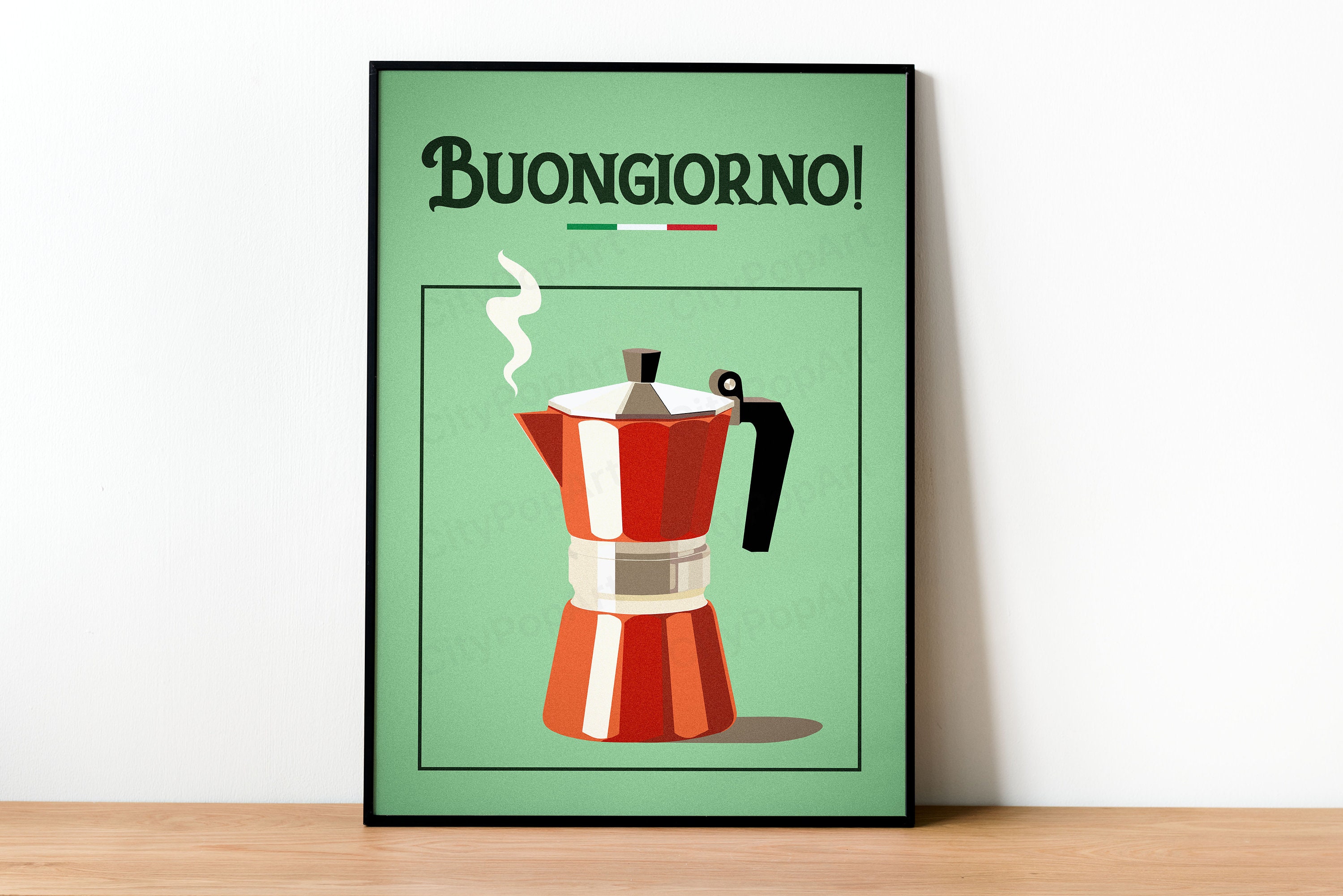 Moka Pot Wall Art Italian Coffee Print Espresso Poster Buongiorno Good ...