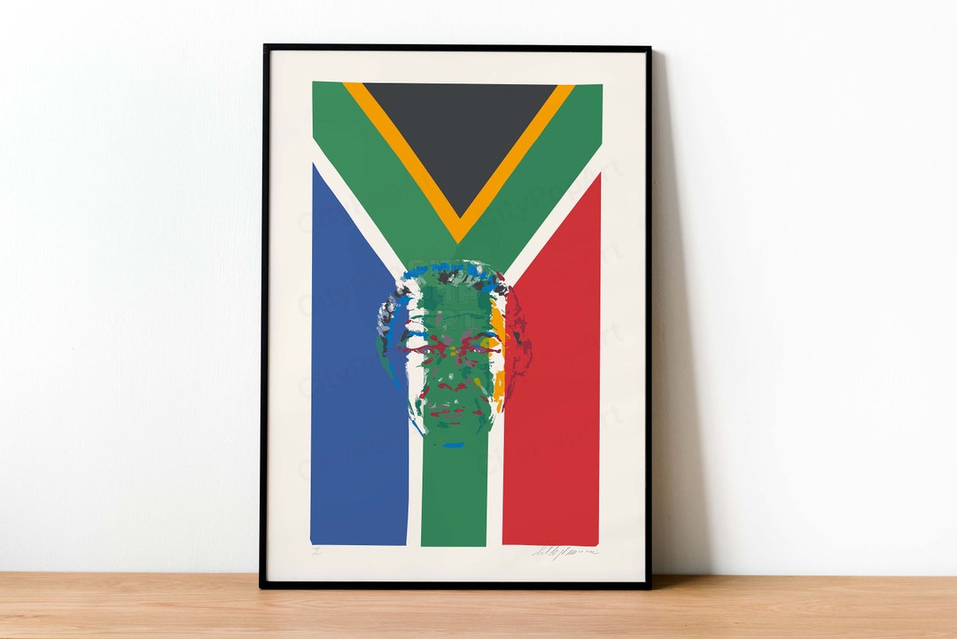 Nelson Mandela Print, South African Flag Retro Art Poster, Birthday ...