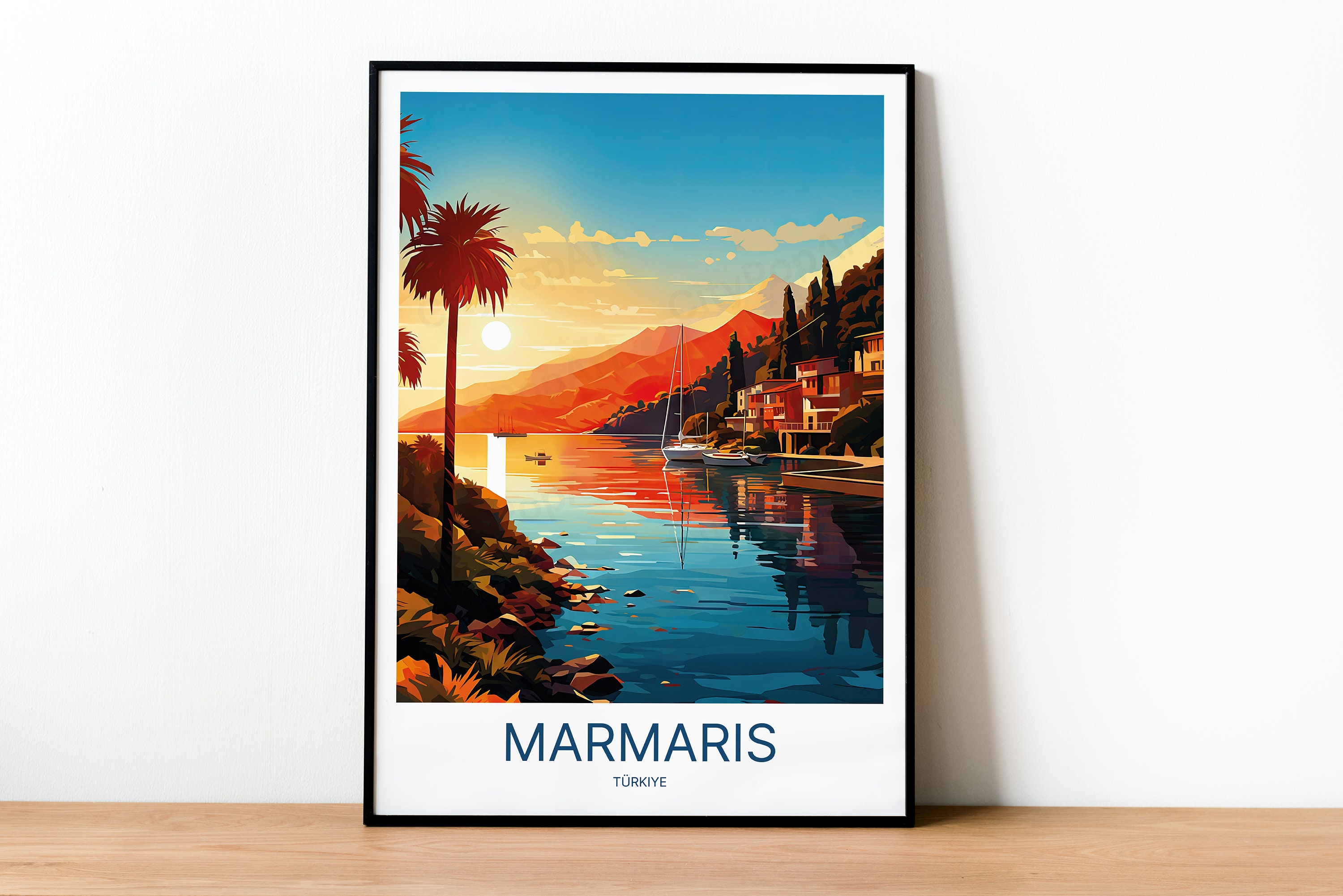 Marmaris Travel Print Wall Art Turkey Posters Turkish Travel Gift Home ...