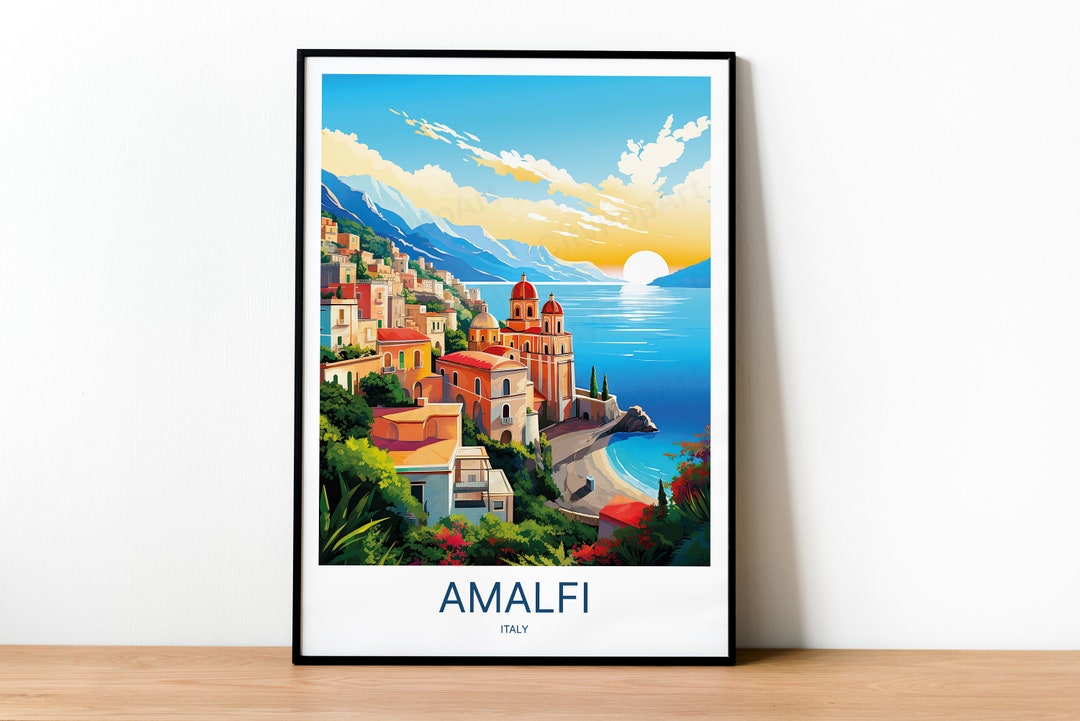 Amalfi Coast Travel Print Wall Art Amalfi Italy Posters Wedding Gift Home Decor Amalfi Coast ...