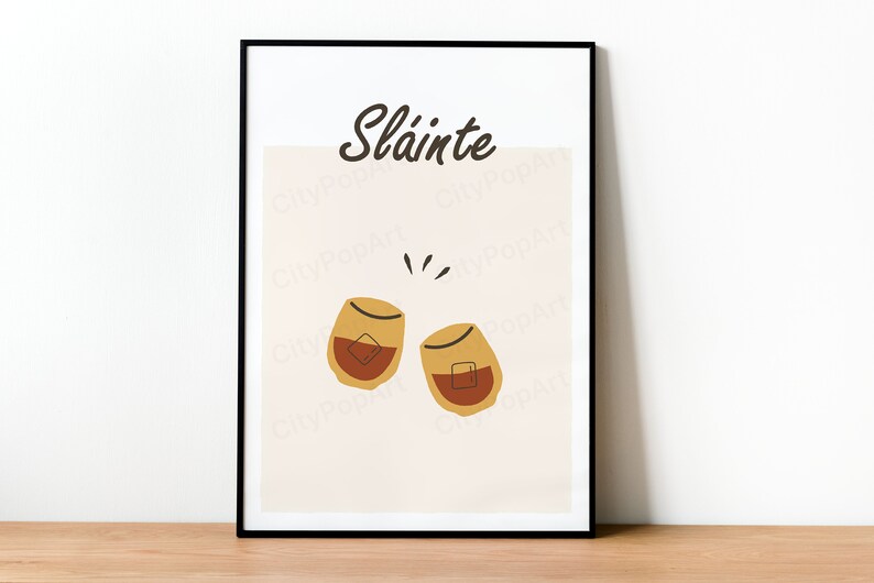 Slainte Irish Cheers Print Cin Cin Drinks Art Print Whisky Glass Drink ...
