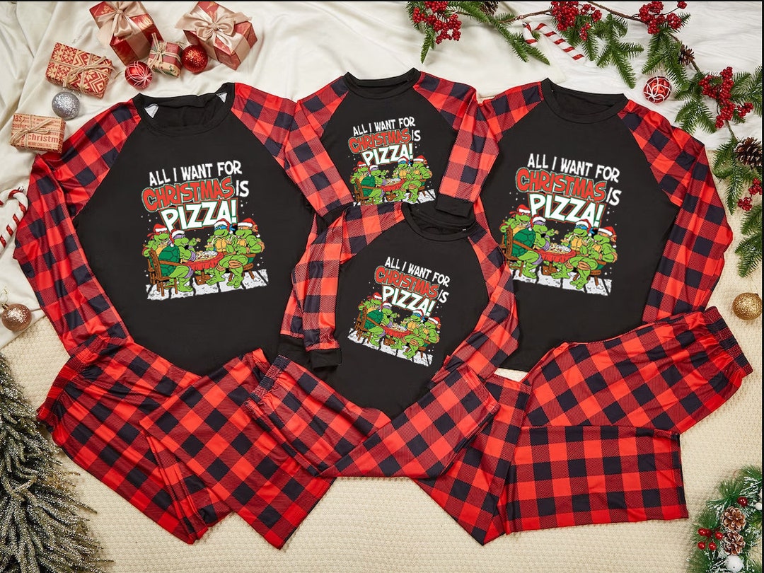 Ninja Turtles All I Want for Christmas is Pizza Pajamas Set - Etsy
