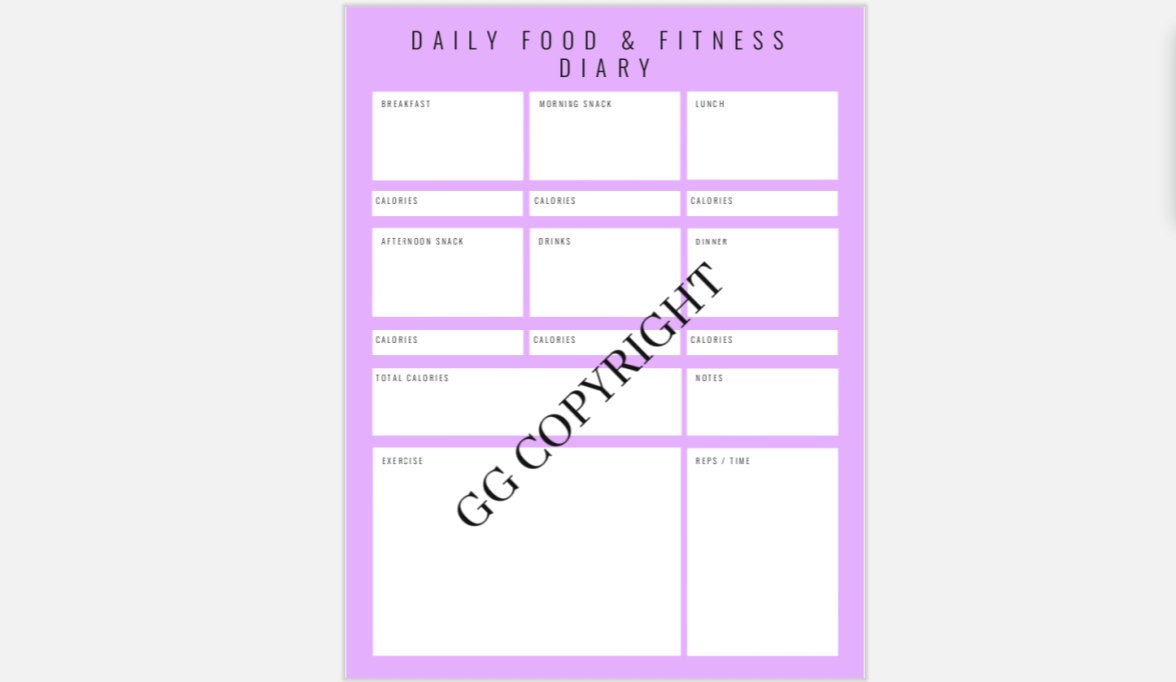 Daily Food and Fitness Diary Tracker - Etsy