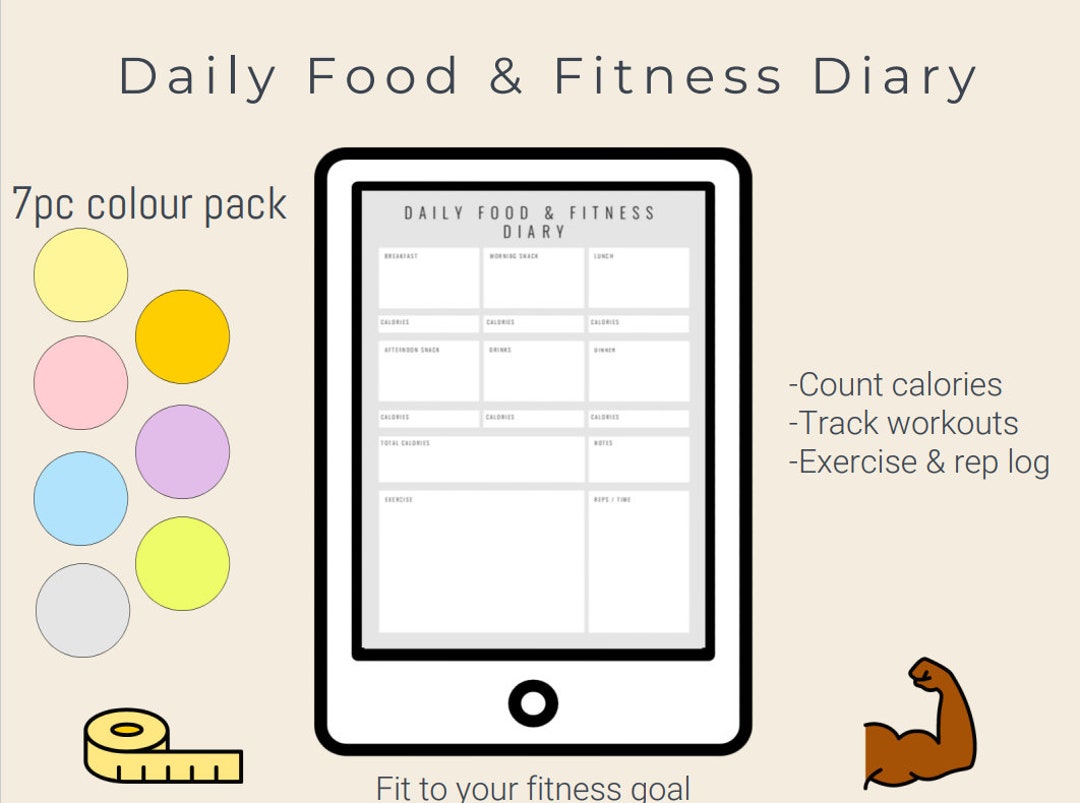 Daily Food and Fitness Diary Tracker - Etsy