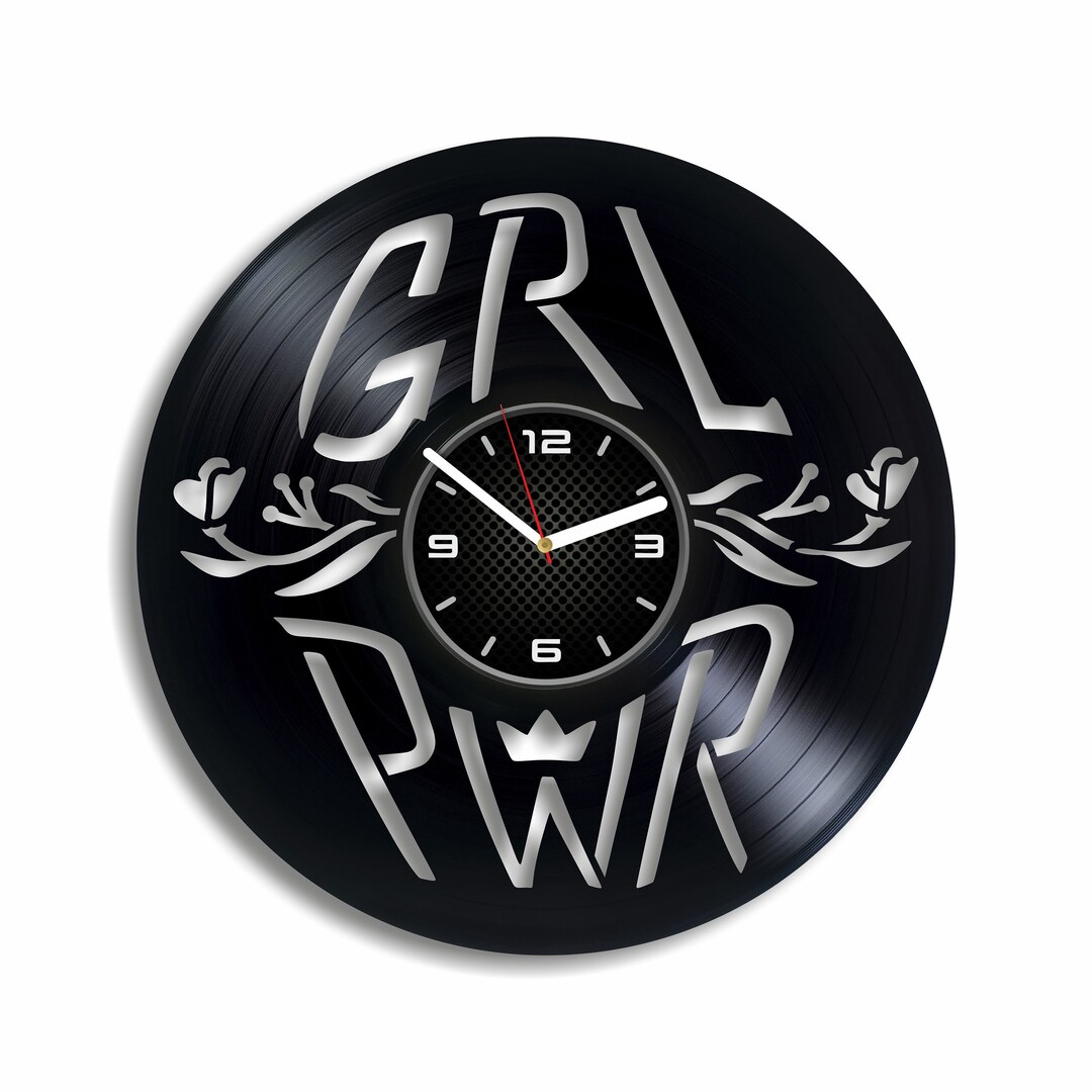 GRL PWR Vinyl Record Clock, Girl Power Wall Art, Minimalist Home ...