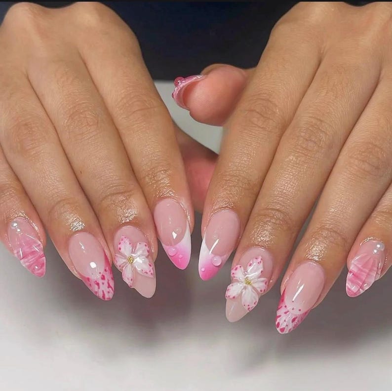 Summer Island Style 3D Flower Nails - Etsy