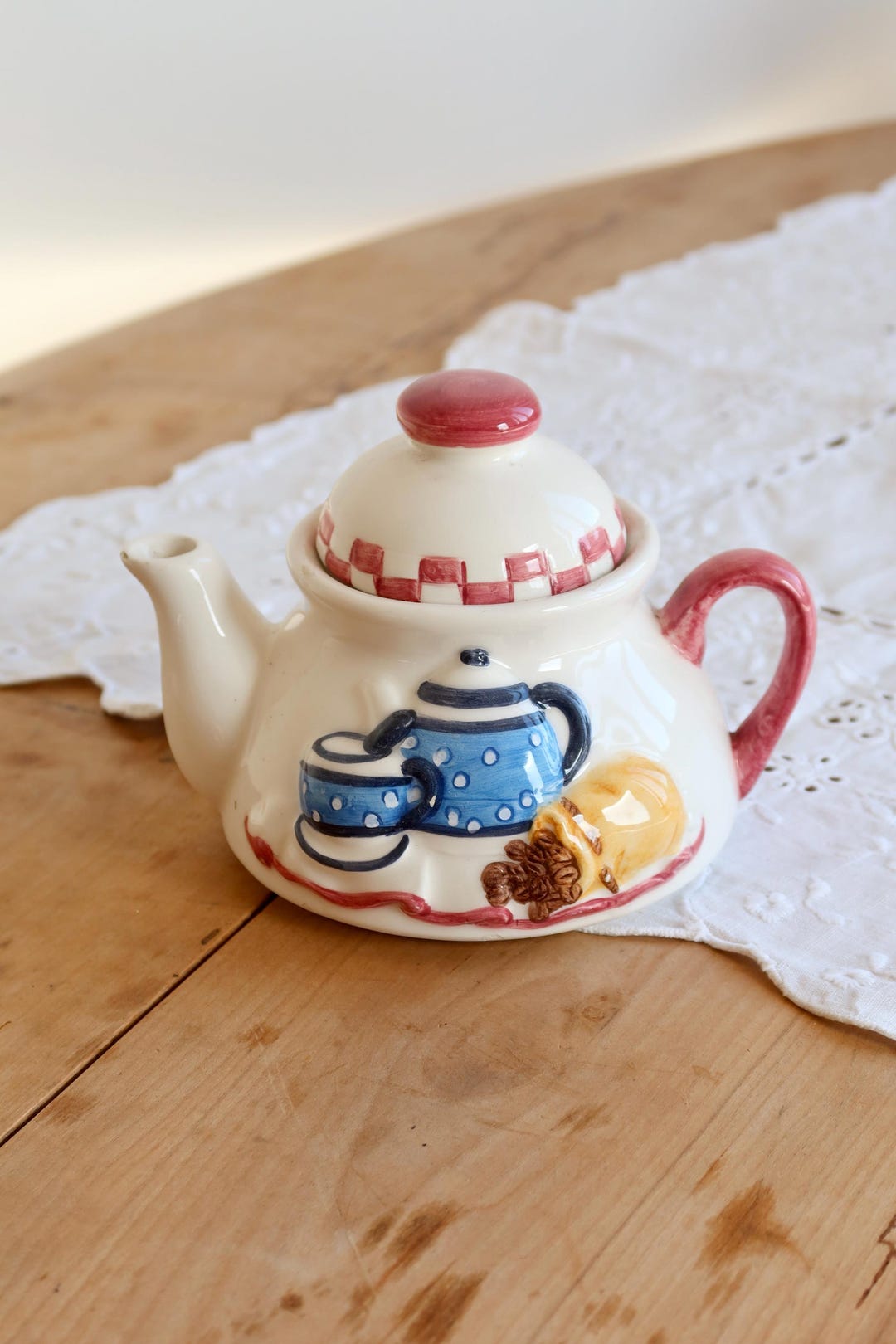 Small Vintage Earthenware and Slipware Teapot – Breakfast Decor ...