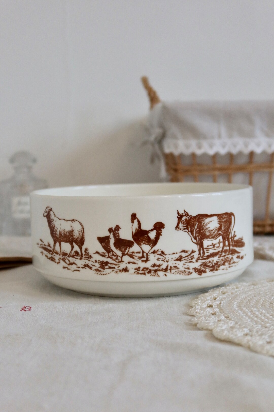 1900s French Vintage Gien Porcelain Serving Dish With Farm - Etsy