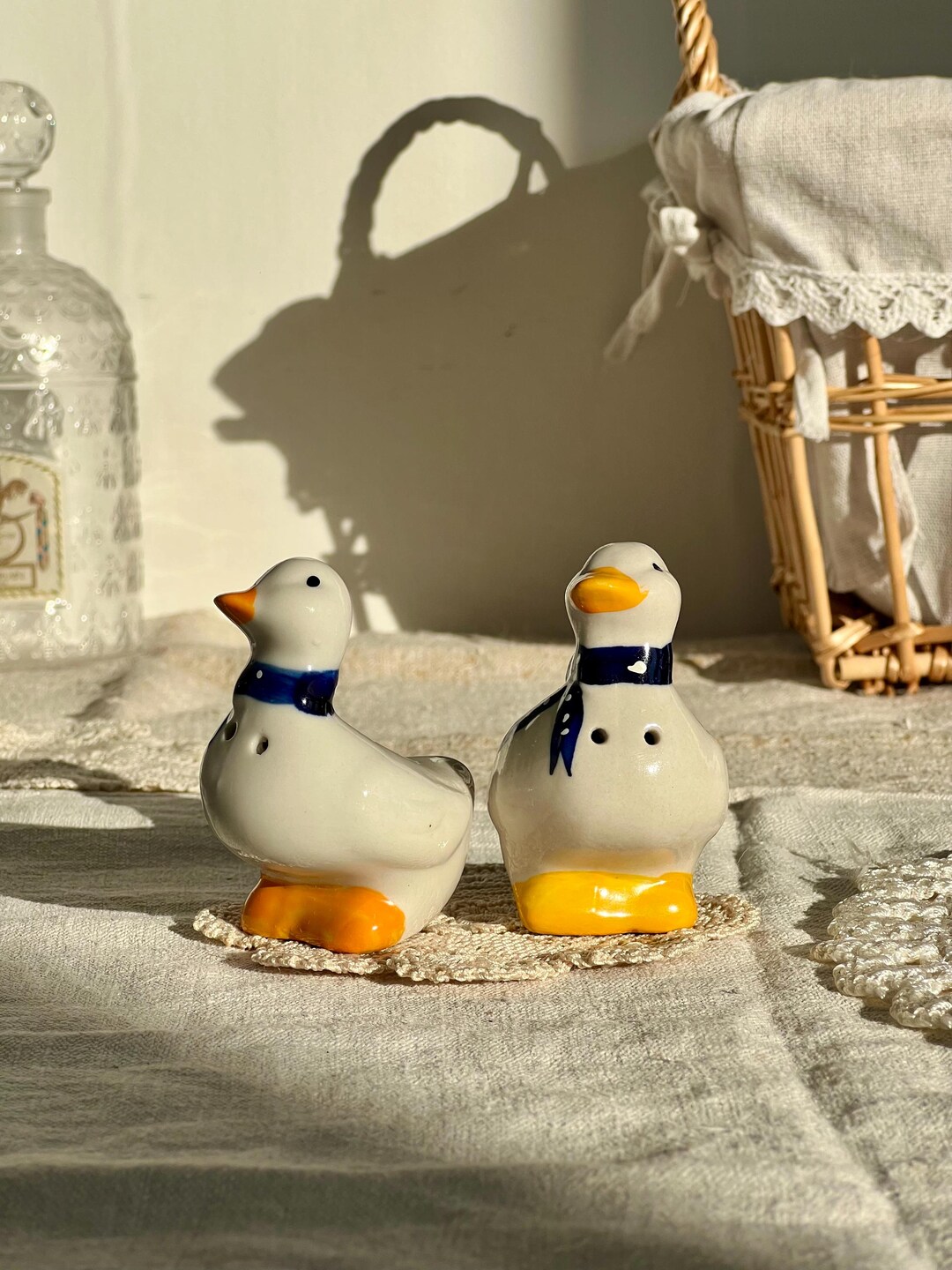 Vintage Porcelain Barbotine Geese Salt and Pepper Shaker - Cottage Core ...