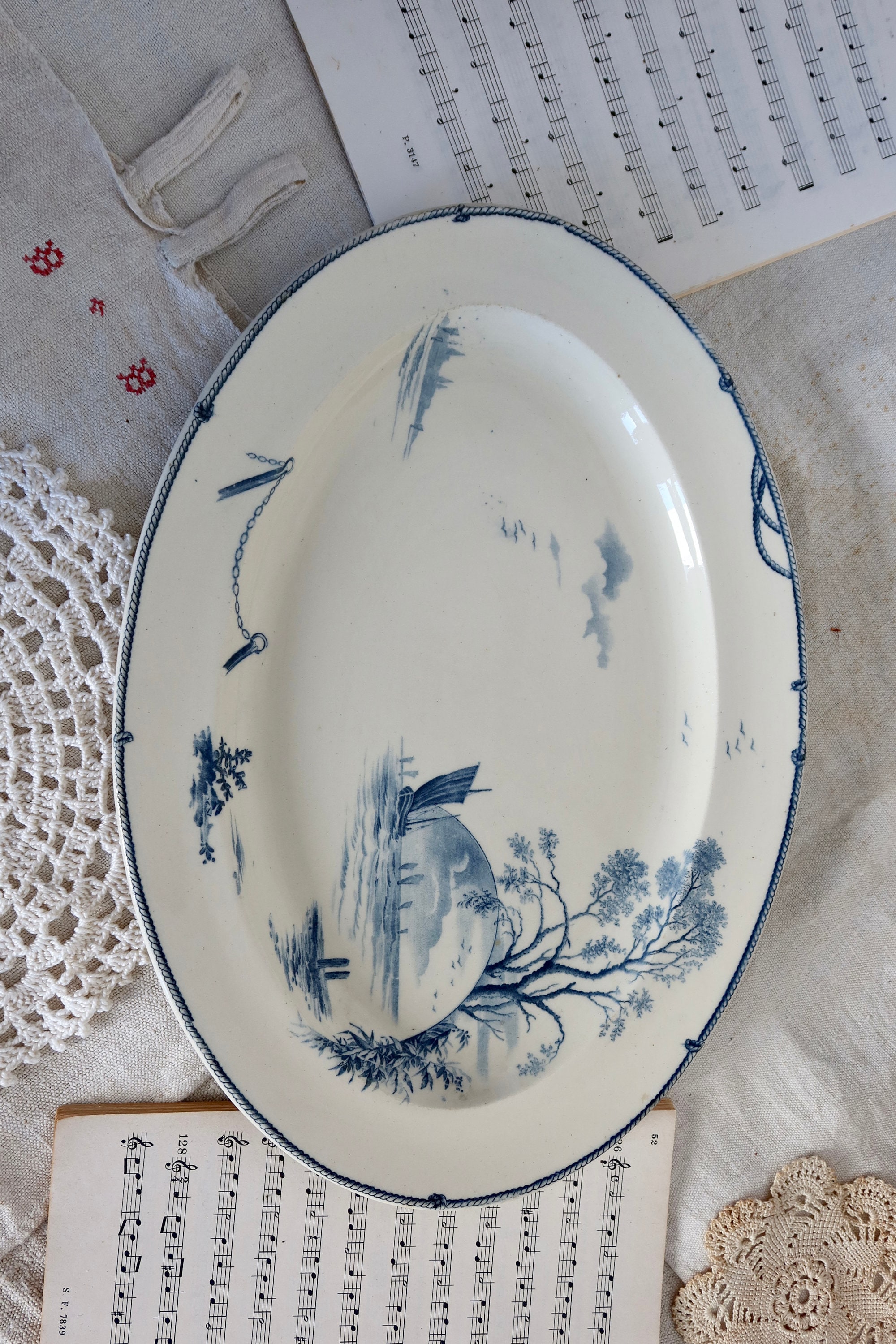 French Antique Tableware Antique Oval Serving Dishes in Gien ...