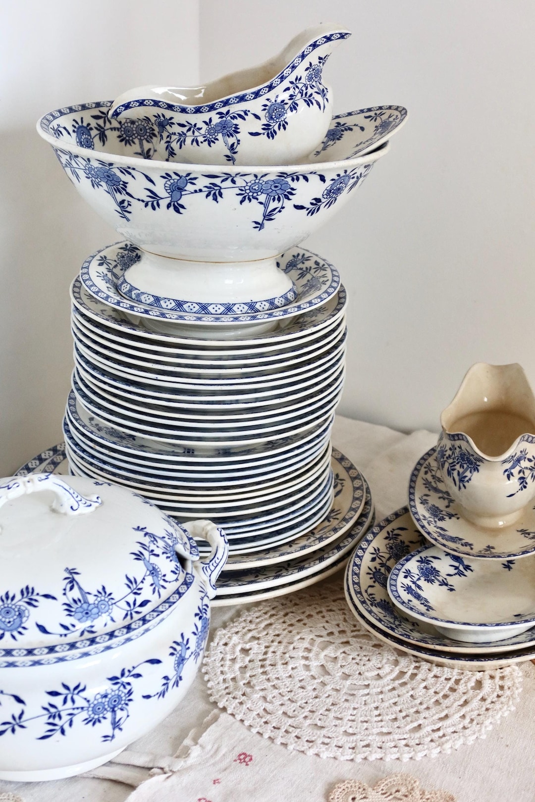 Antique 33-piece Dinnerware Set - Rare Dresden Porcelain - Baroque ...