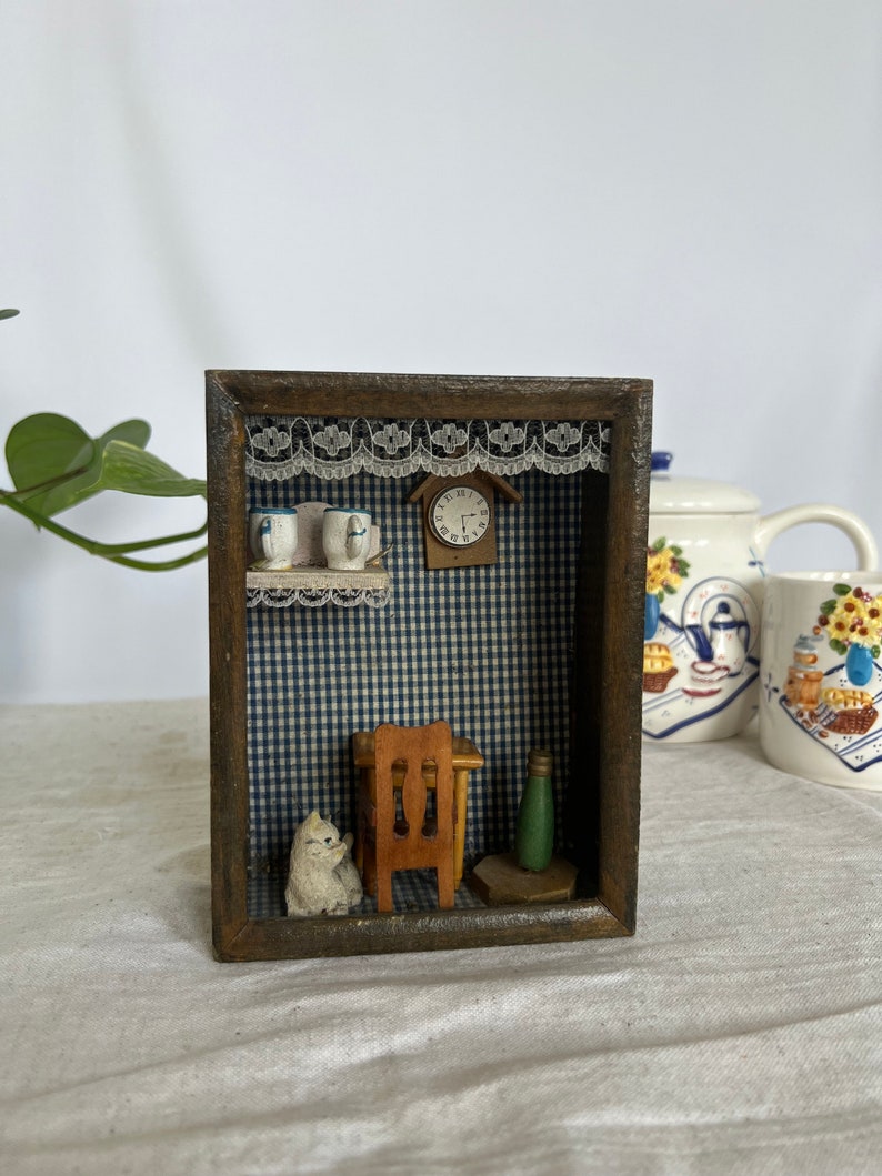 French DIORAMA BOX Cottage Core Decor Wood Frame Diorama Antique ...