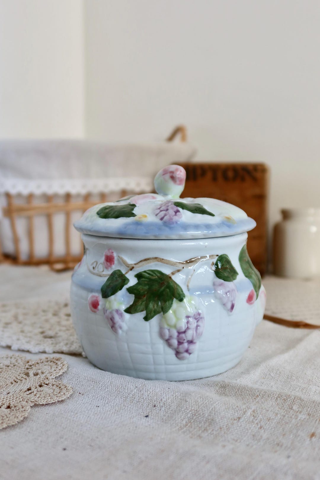 Vintage Porcelain Candy Box With Multicolored Fruits - Antique French ...
