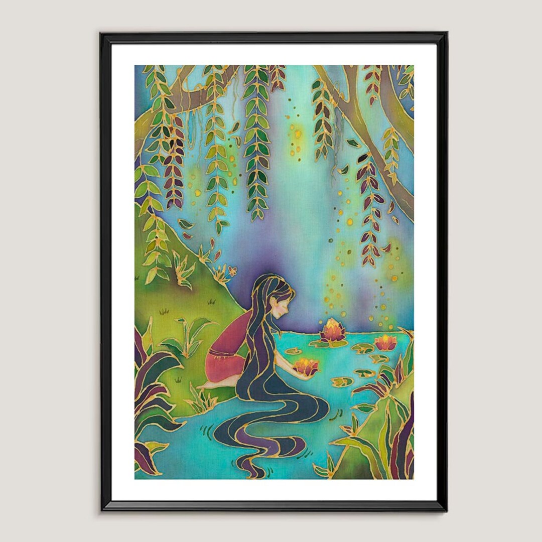 Batik Art Print - Light of Lotus - Etsy