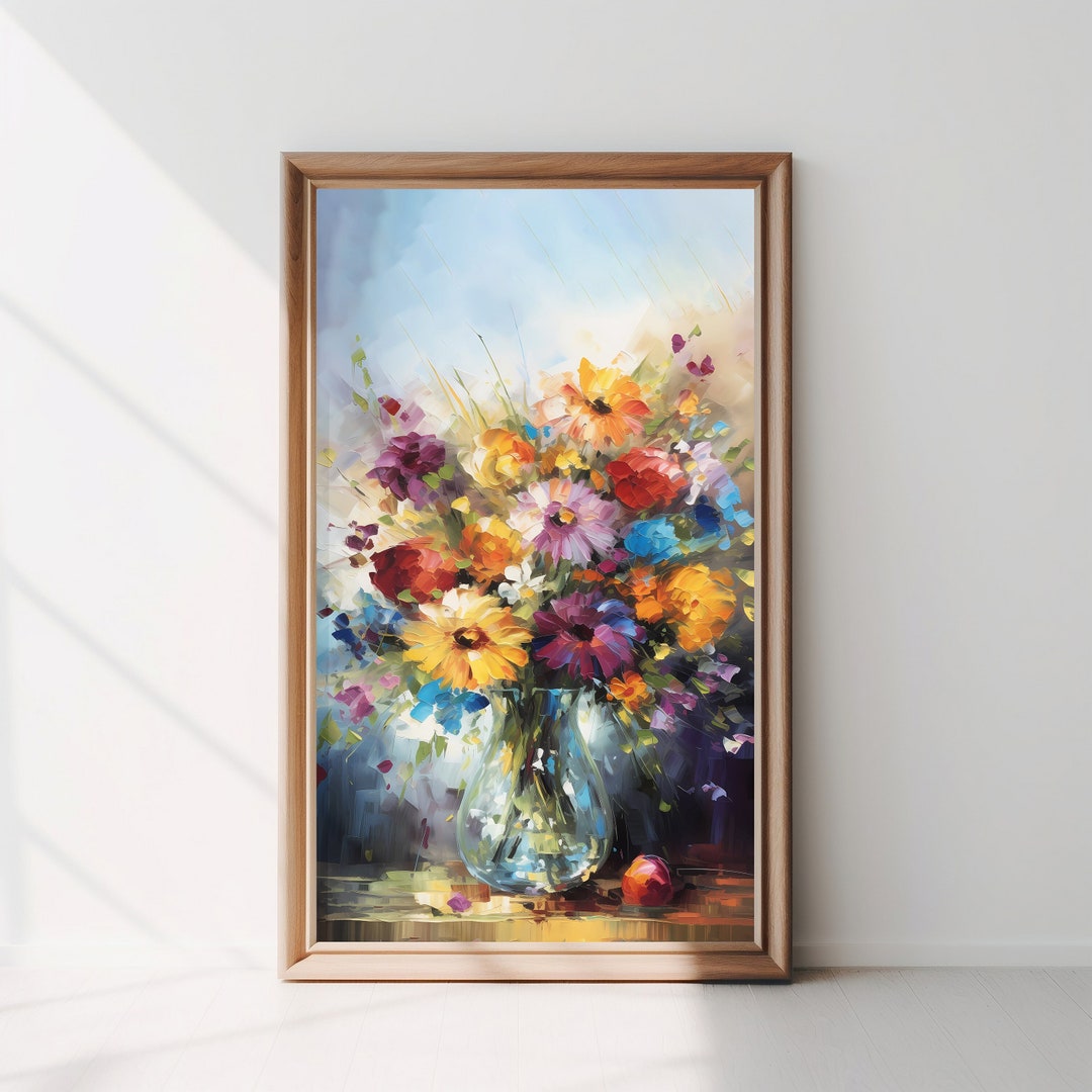 Printable Digital Art Bouquet of Colorful Flowers High Resolution 300 ...